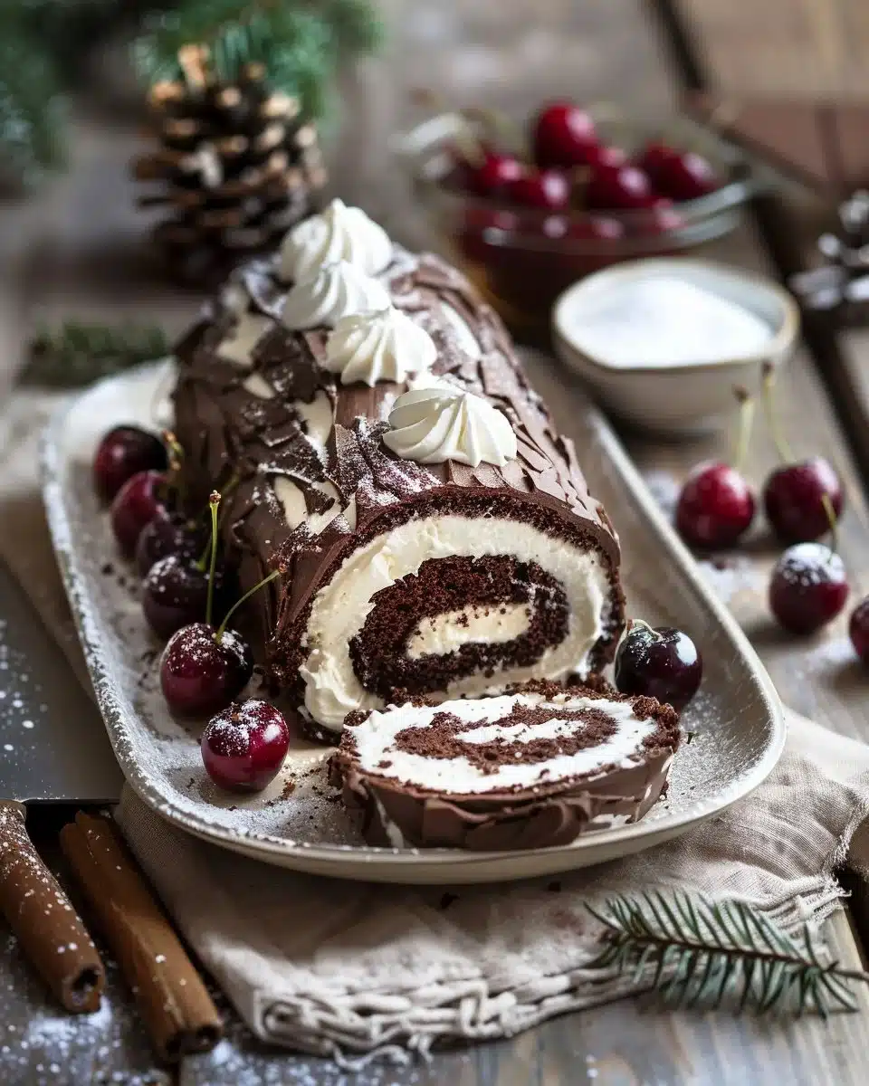 Black Forest Yule Log Swiss Roll